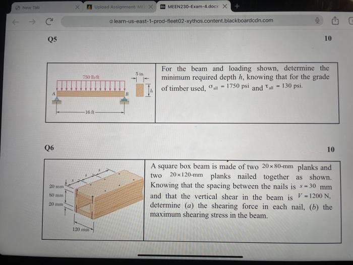Solved For the beam and loading shown, determine the minimum | Chegg.com