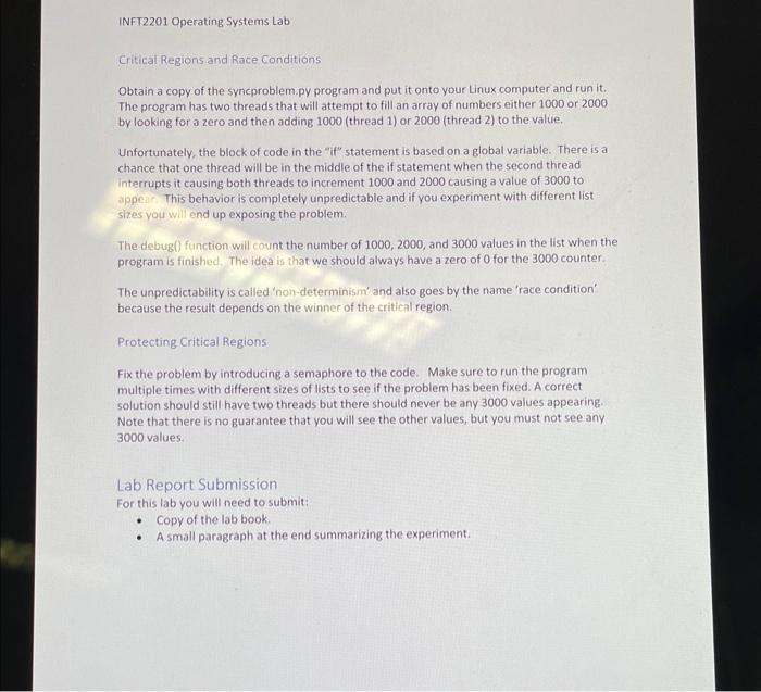 Solved Synchronization Problem Write a simple two-thread | Chegg.com