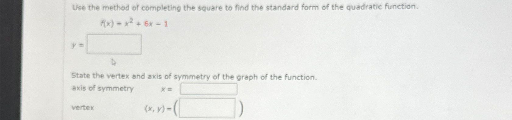Solved Use the method of completing the square to find the | Chegg.com