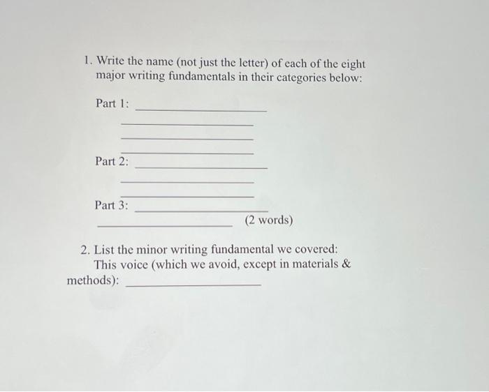 1. Write the name (not just the letter) of each of | Chegg.com