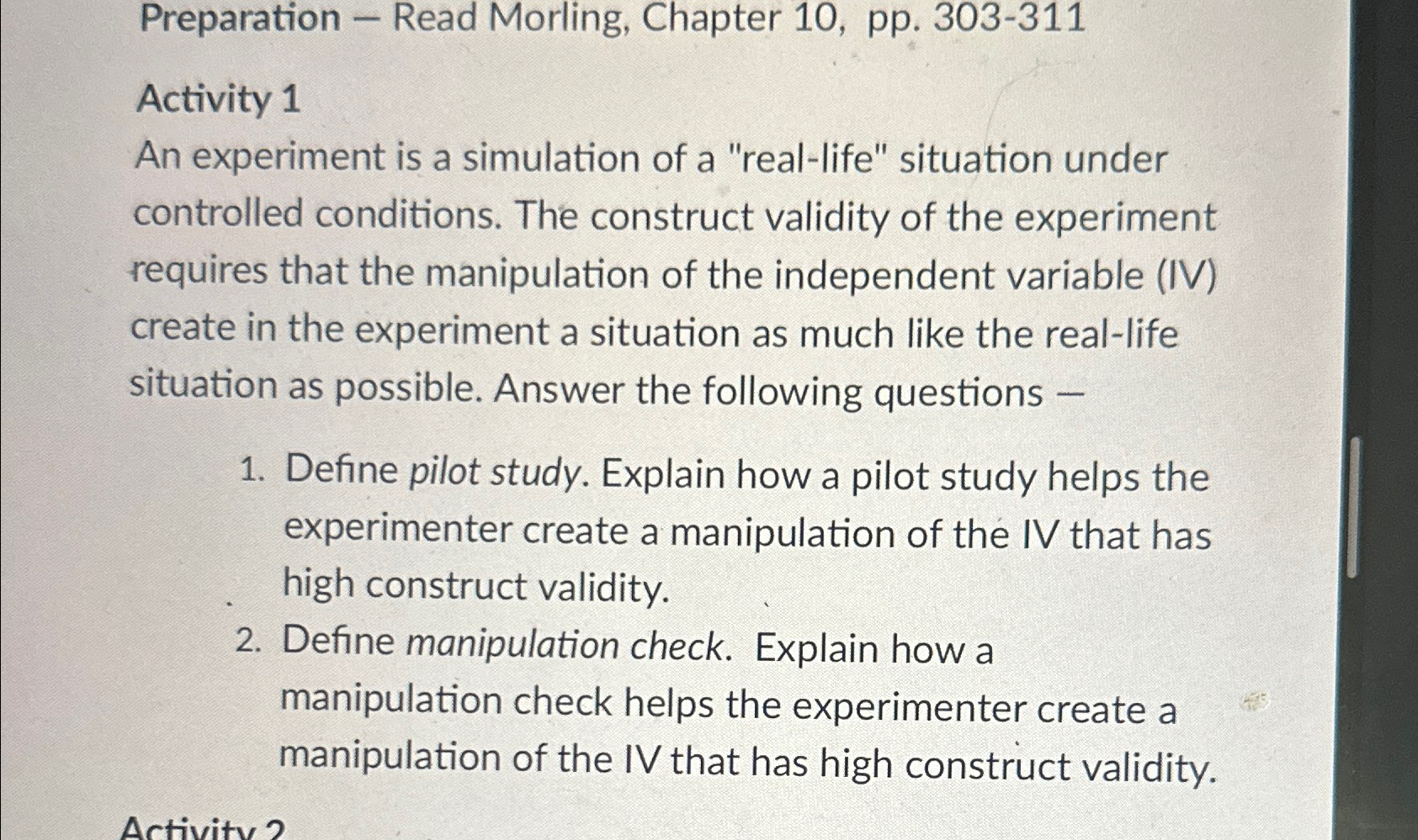 Solved Preparation - ﻿Read Morling, Chapter 10, | Chegg.com