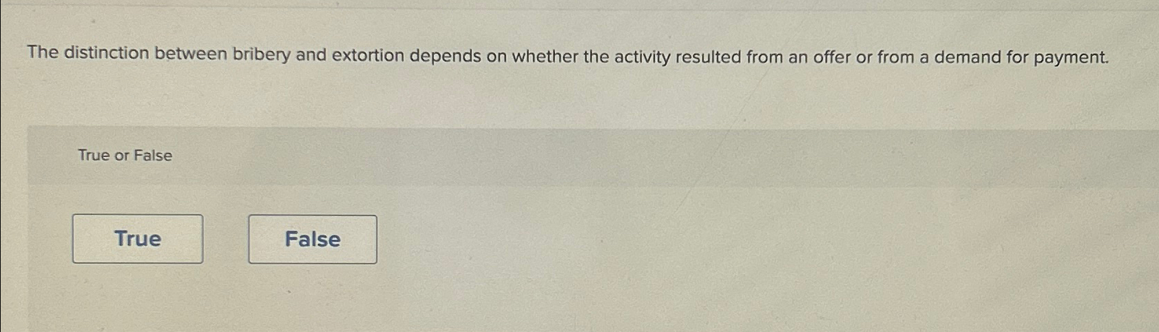 Solved The distinction between bribery and extortion depends | Chegg.com