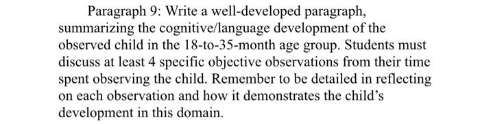 Solved Paragraph 9: Write a well-developed paragraph, | Chegg.com