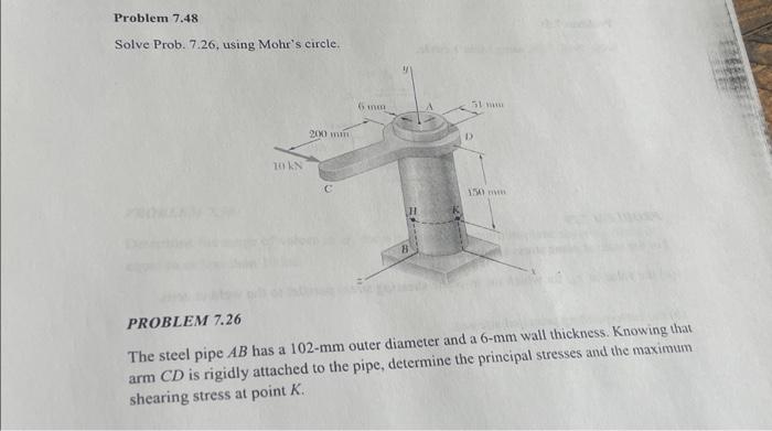 Solved Problem 7.48 Solve Prob. 7.26, using Mohr's circle. | Chegg.com