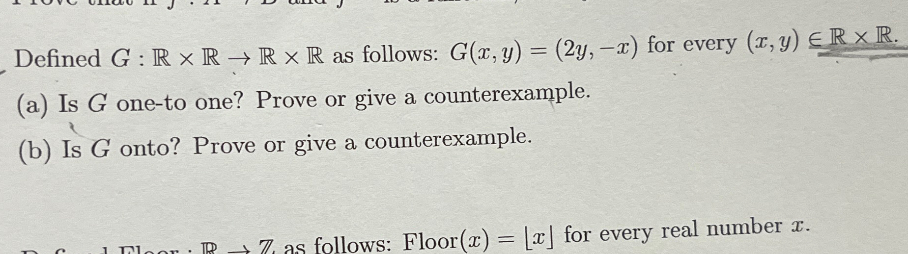 Solved Defined G:R×R→R×R ﻿as follows: G(x,y)=(2y,-x) ﻿for | Chegg.com