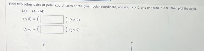 Solved Find two other pairs of polar coordinates of the | Chegg.com