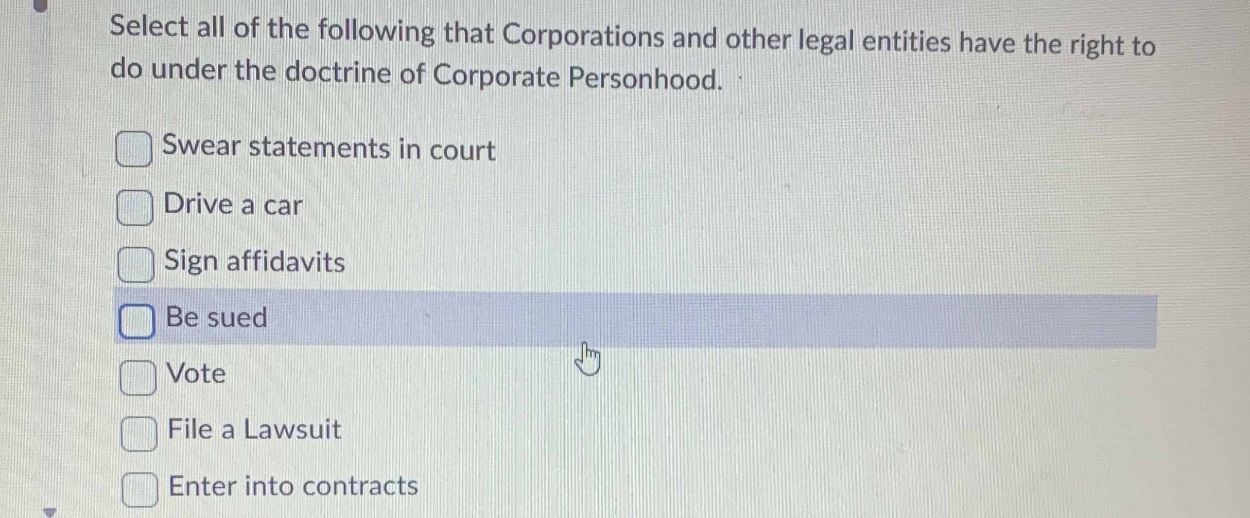 Solved Select all of the following that Corporations and | Chegg.com