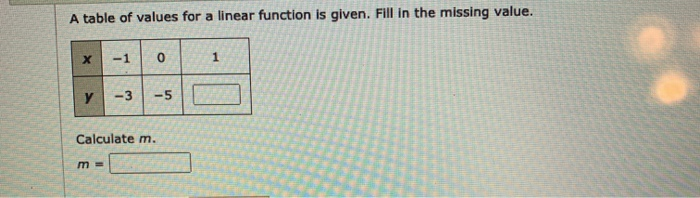 Solved A table of values for a linear function is given. | Chegg.com