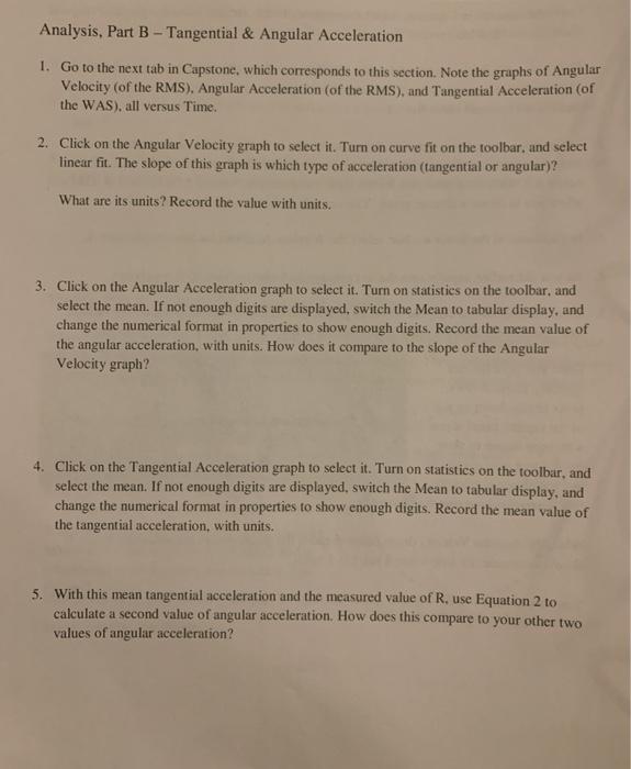 Analysis, Part B - Tangential & Angular Acceleration | Chegg.com