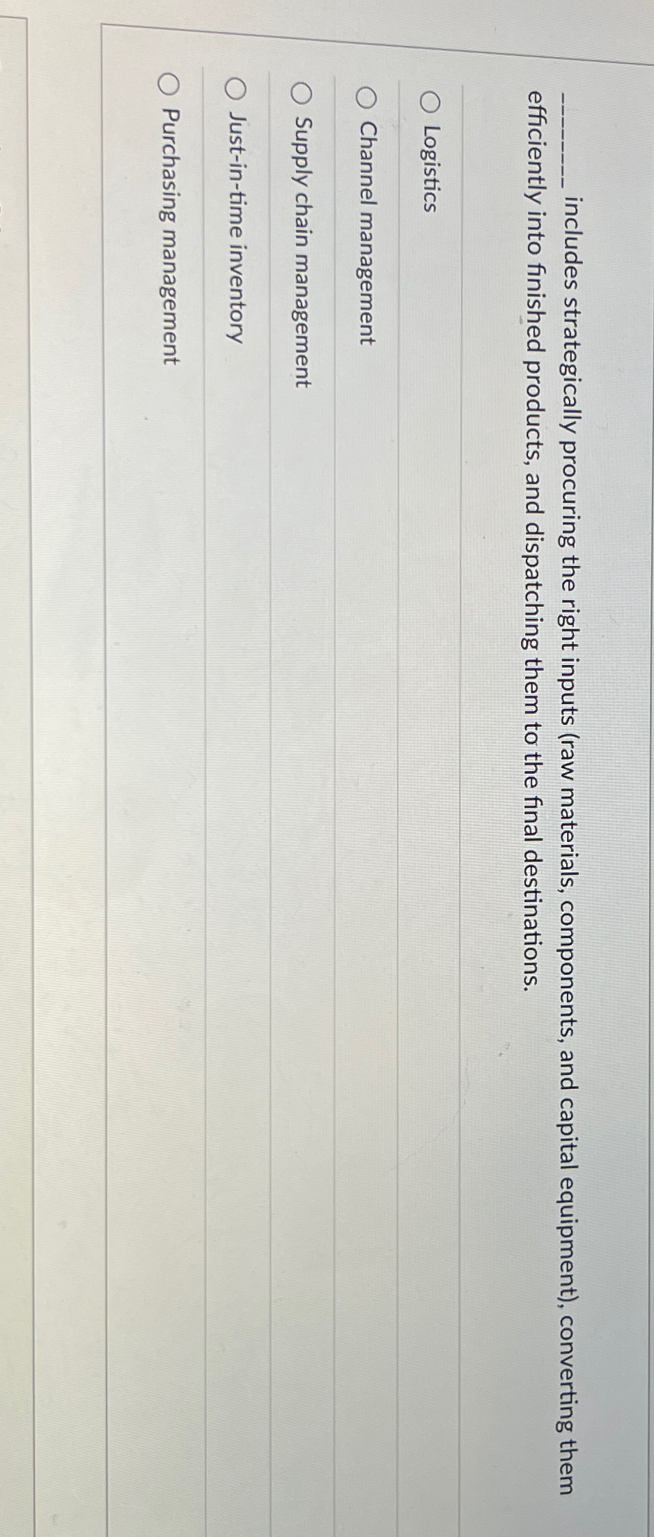 Solved includes strategically procuring the right inputs | Chegg.com