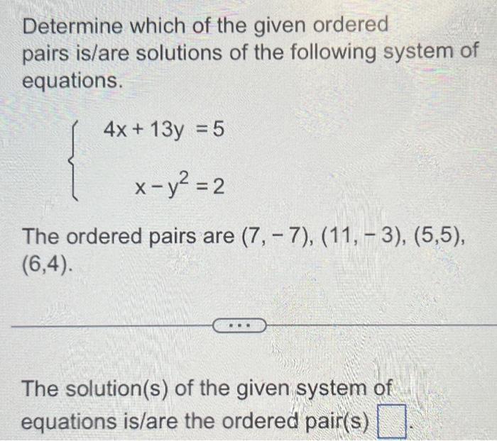 Solved Determine which of the given ordered pairs is/are | Chegg.com