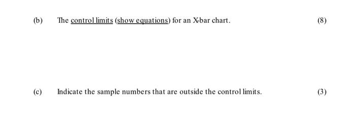 Solved For the dat given above, determine: (a) The control | Chegg.com