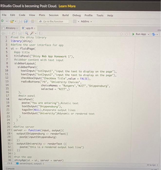 Can someone help me create this webpage using RStudio | Chegg.com