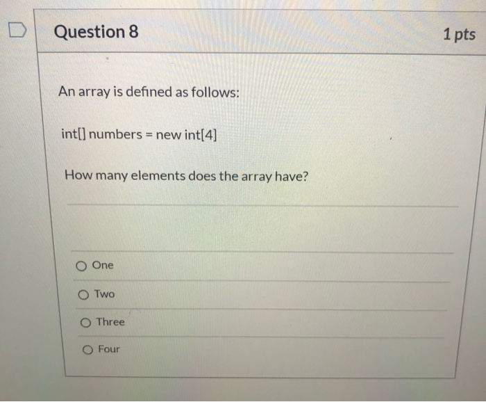 Solved Question 6 1 pts - Given the following code fragment, | Chegg.com
