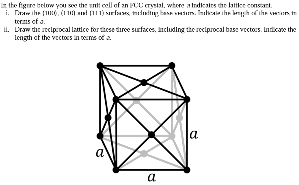 Solved In the figure below you see the unit cell of an FCC | Chegg.com