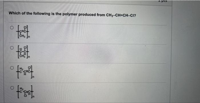 Solved Which of the following is the polymer produced from | Chegg.com