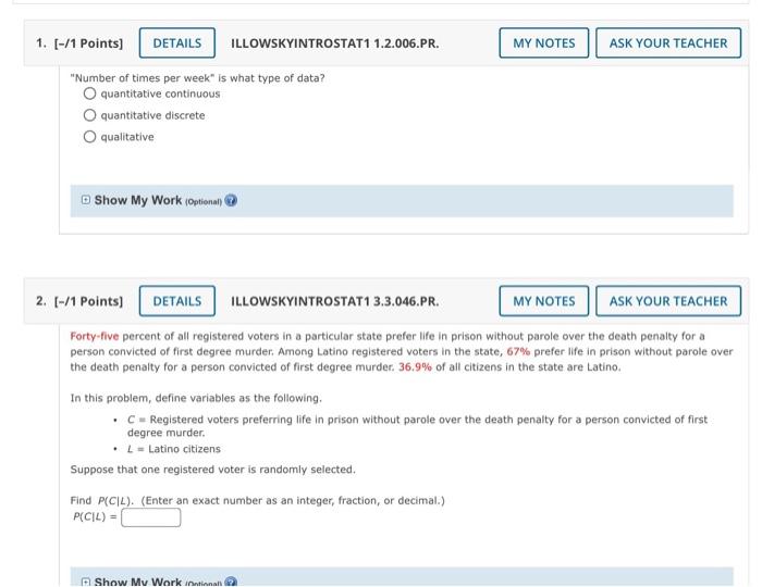 Solved 1. [-/1 Points) DETAILS ILLOWSKYINTROSTAT1 | Chegg.com