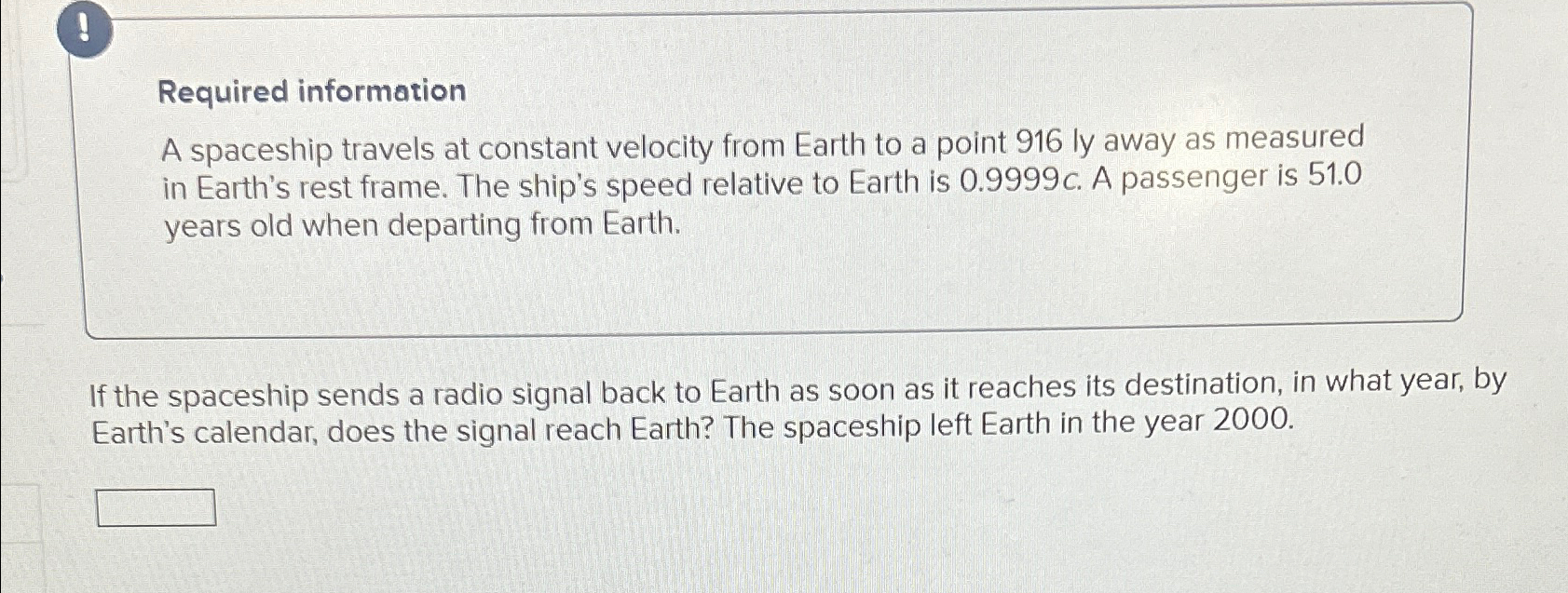 Solved !Required informationA spaceship travels at constant | Chegg.com