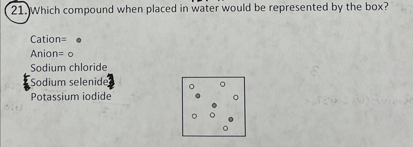 Solved 21.) ﻿Which compound when placed in water would be | Chegg.com