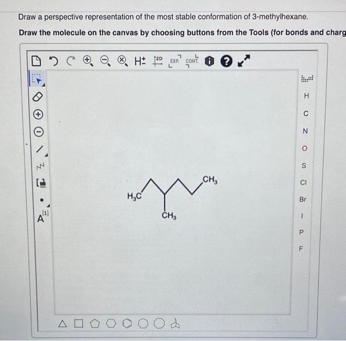Solved Draw a perspective representation of the most stable | Chegg.com
