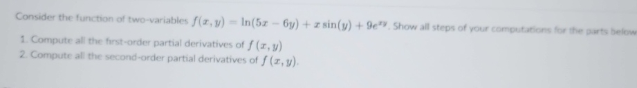 Solved Consider the function of two-variables | Chegg.com