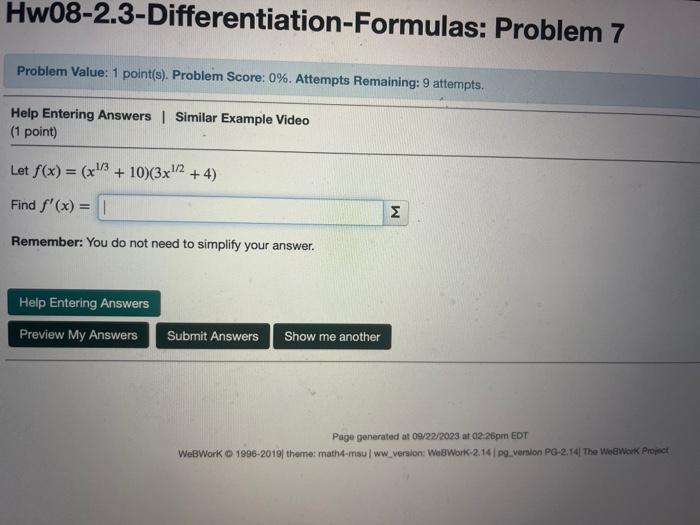 Solved Hw08-2.3-Differentiation-Formulas: Problem 7 Problem | Chegg.com