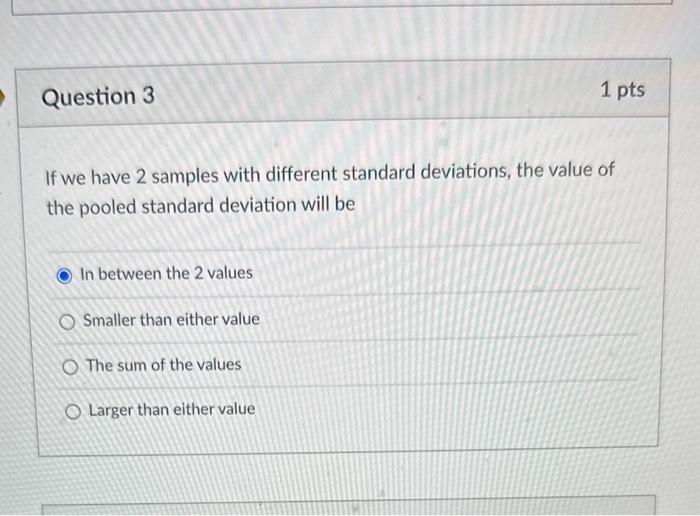 Solved Calculate the pooled standard deviation for the | Chegg.com