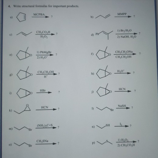 Solved 4. Write structural formulas for important products. | Chegg.com