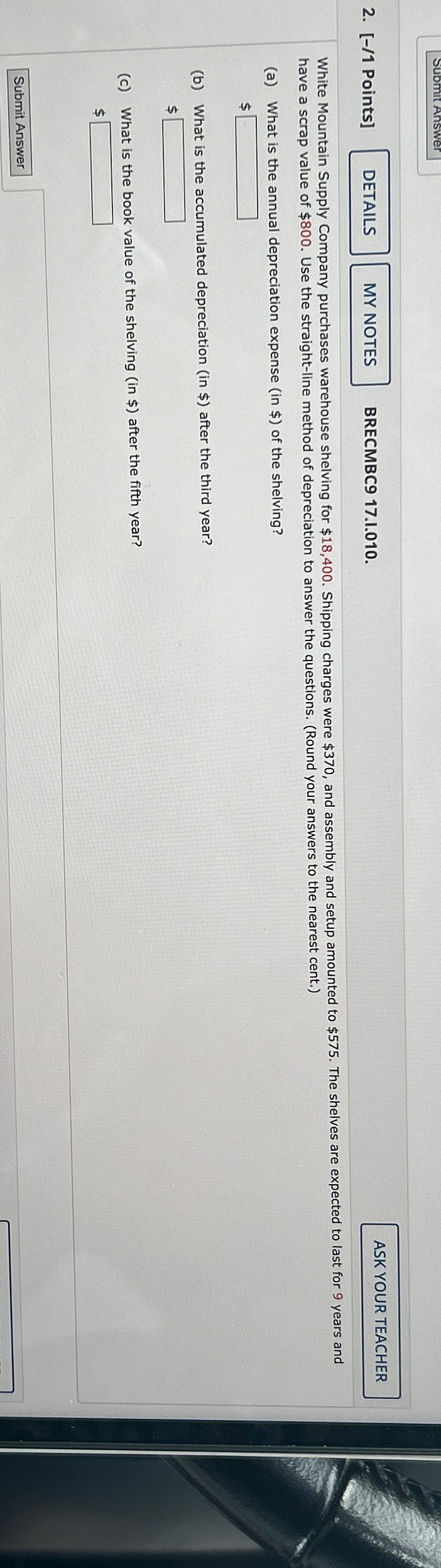 Solved [-/1 ﻿Points]BRECMBC9 17.I.010.ASK YOUR TEACHERhave a | Chegg.com