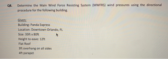 Solved Q8. Determine the Main Wind Force Resisting System | Chegg.com