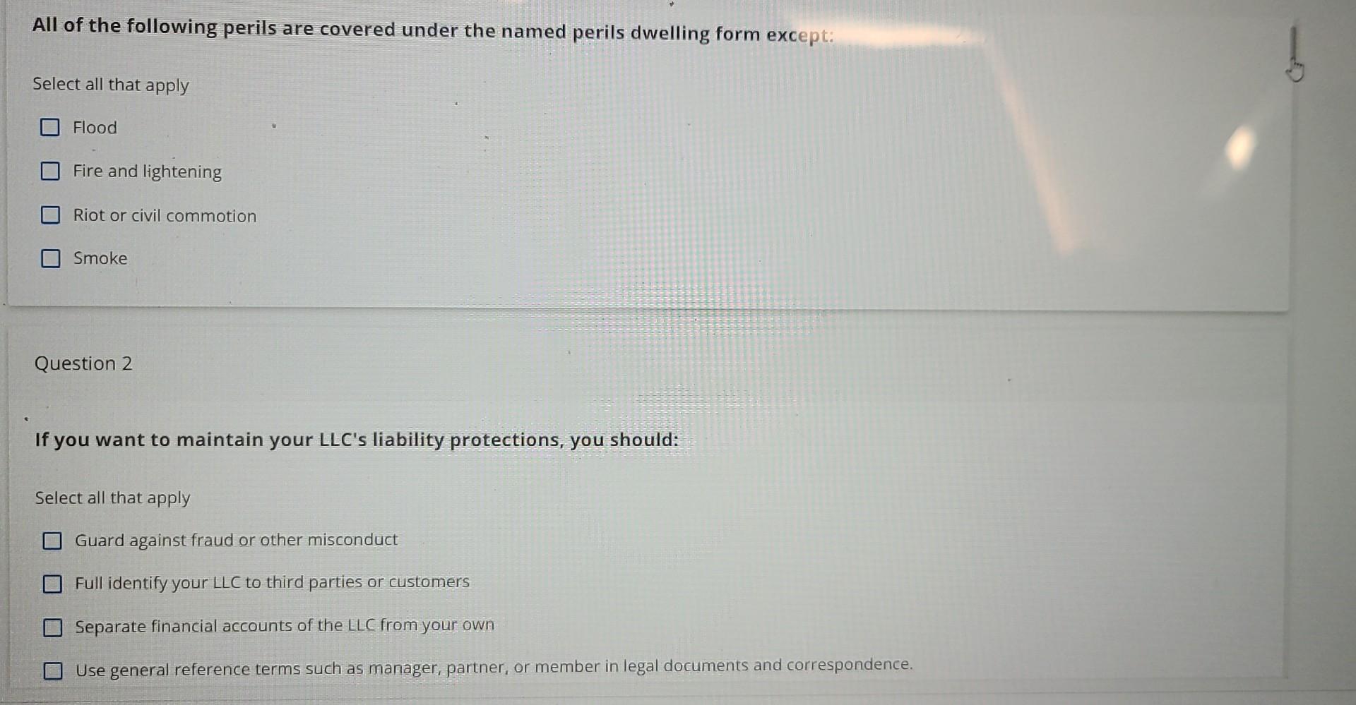 Solved All of the following perils are covered under the | Chegg.com