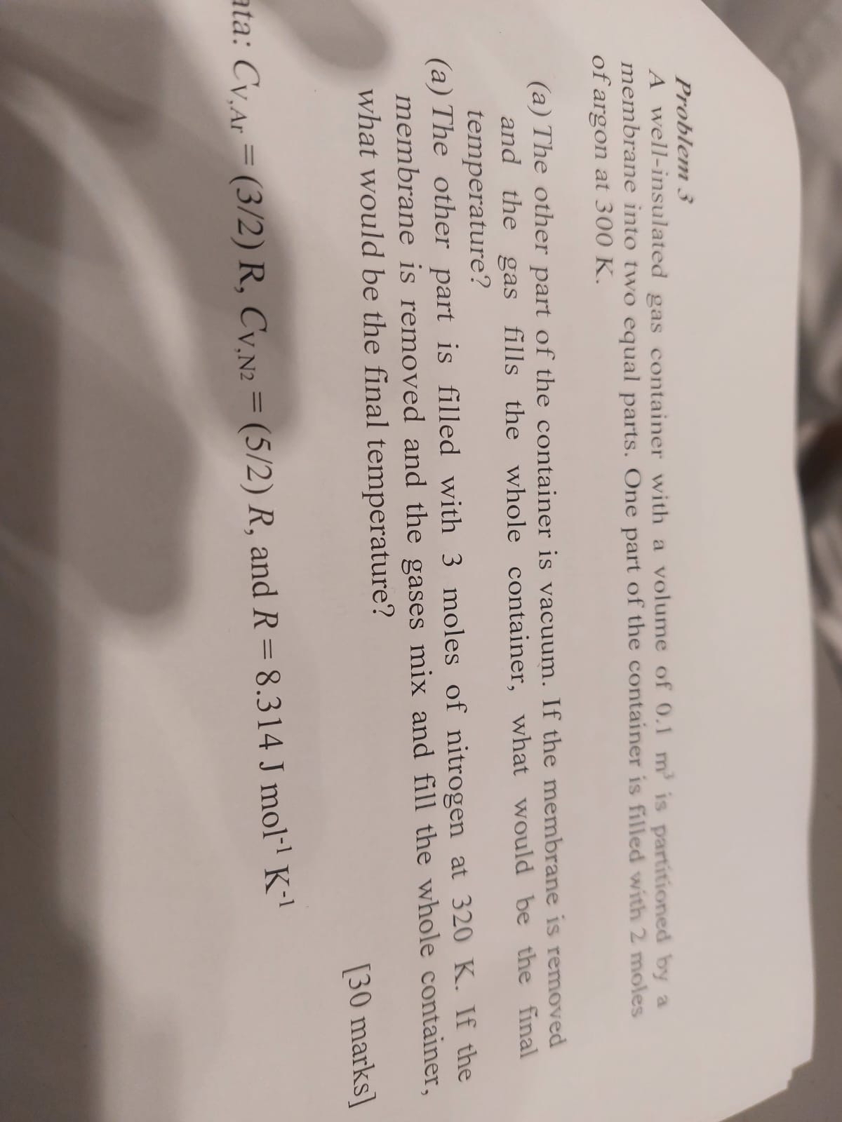 Solved Problem 3A well-insulated gas container with a volume | Chegg.com