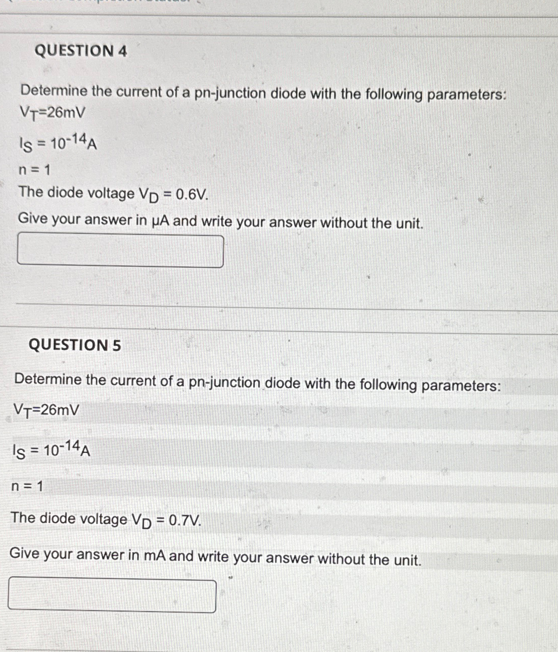 Solved QUESTION 4Determine the current of a pn-junction | Chegg.com