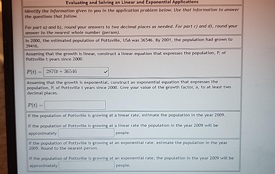 Solved Evaluating and Solving an Linear and Exponential | Chegg.com