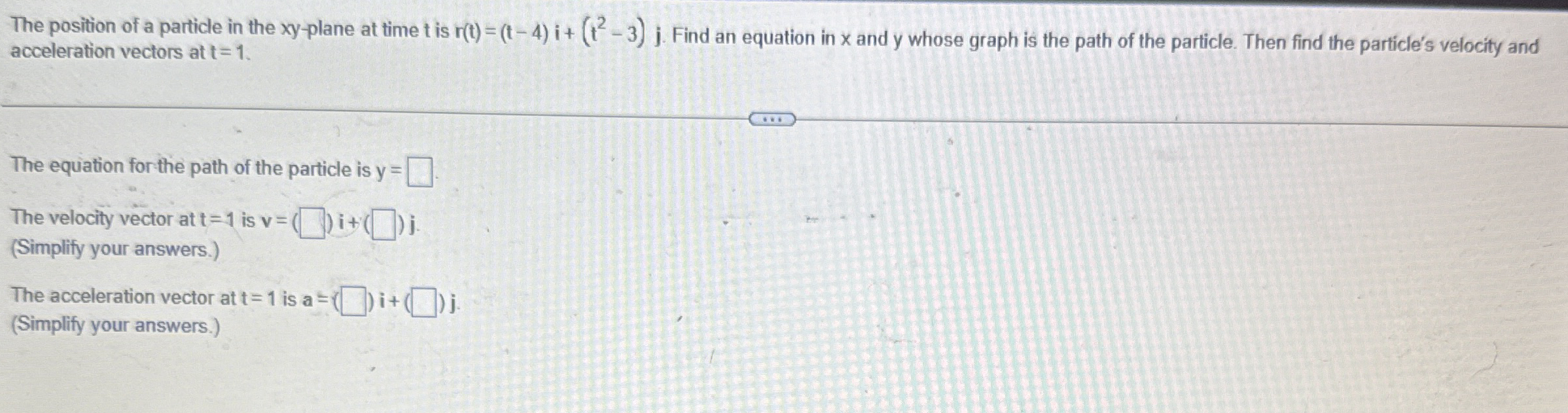 Solved The position of a particle in the xy-plane at time t | Chegg.com