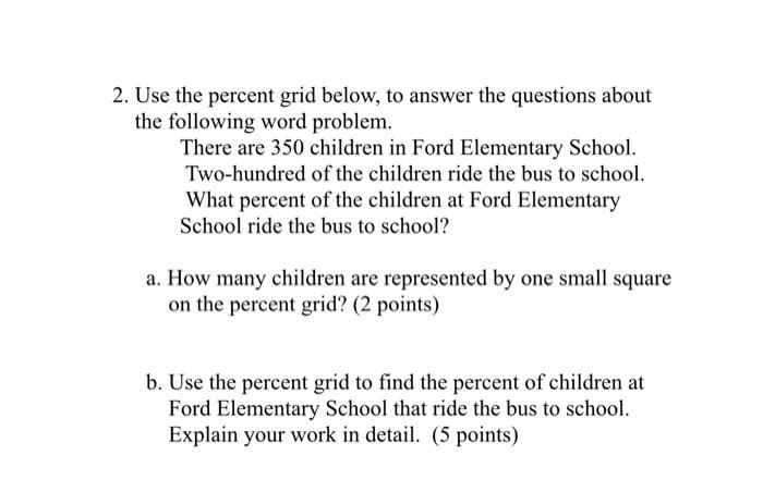2. Use the percent grid below, to answer the | Chegg.com