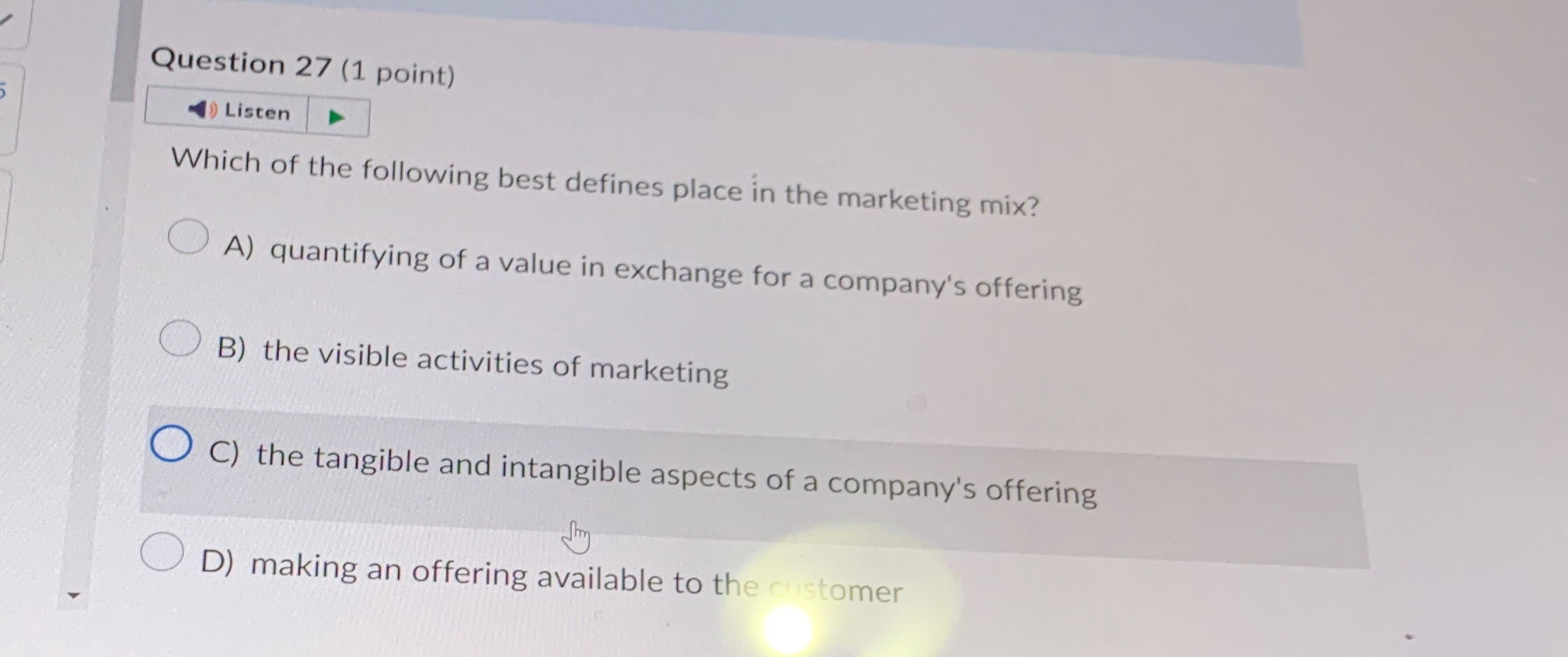 Solved Question 27 (1 ﻿point)ListenWhich of the following | Chegg.com