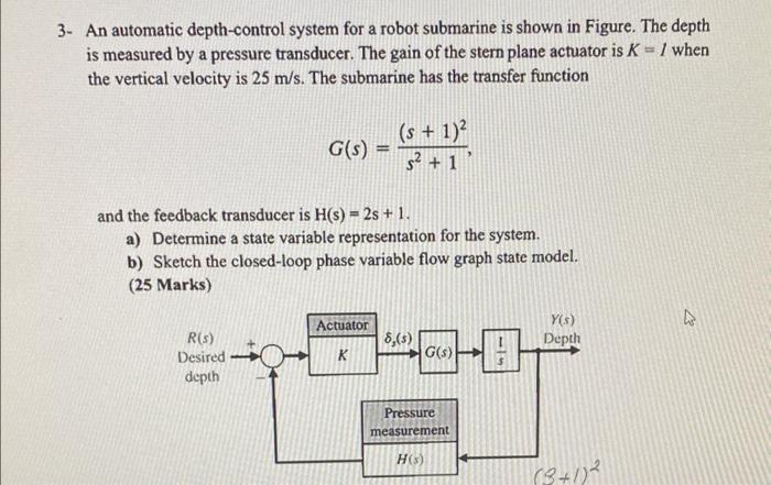 Solved An automatic depth-control system for a robot | Chegg.com