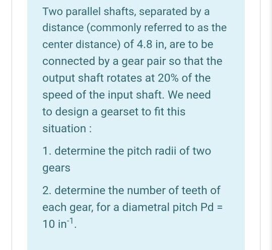Solved Two parallel shafts, separated by a distance | Chegg.com