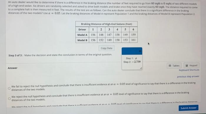 Solved A7 auto dealer would like to determine if there is a | Chegg.com