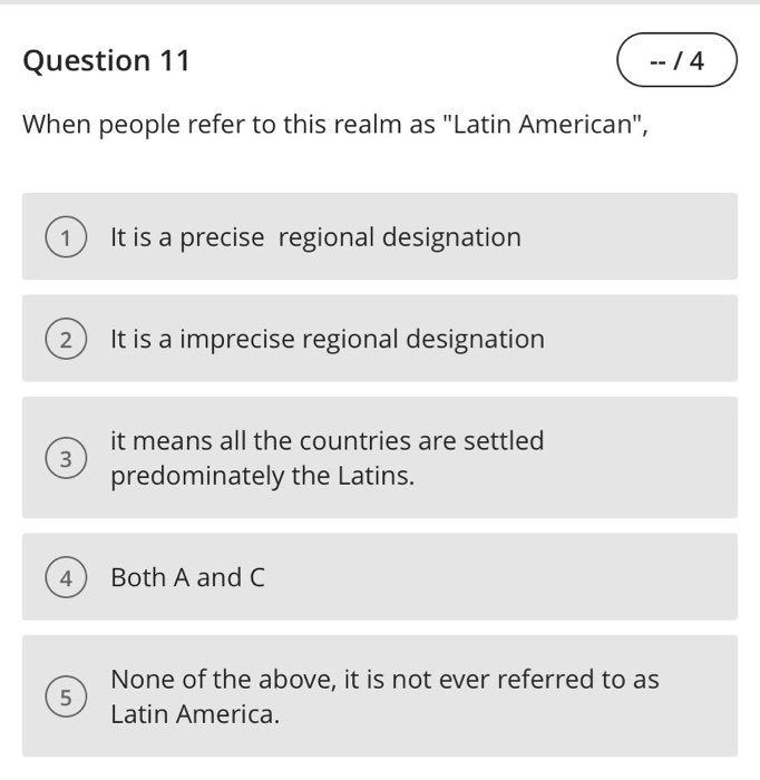 Question 11 -- / 4 When people refer to this realm as | Chegg.com