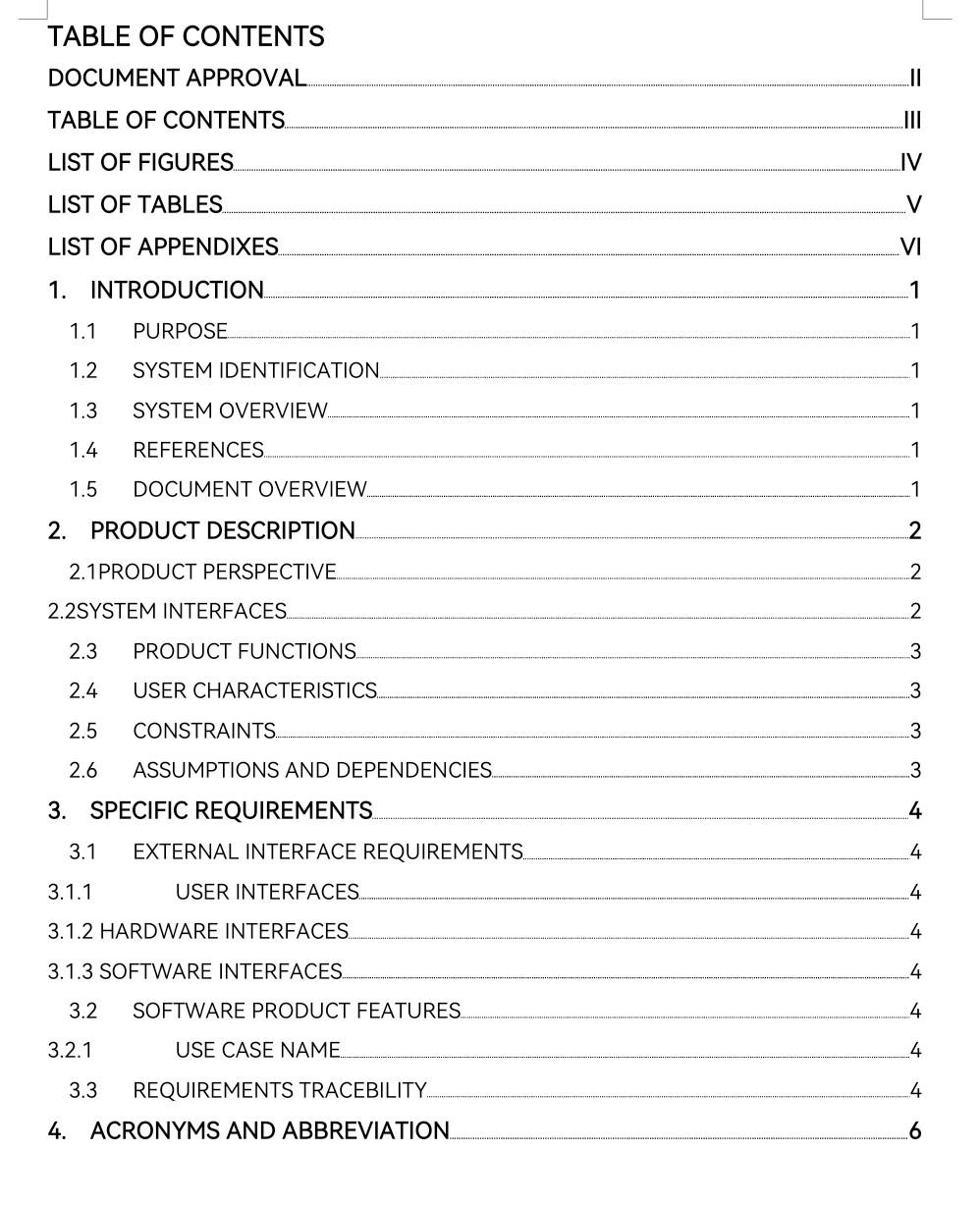 Solved TABLE OF CONTENTS DOCUMENT APPROVAL II TABLE OF | Chegg.com