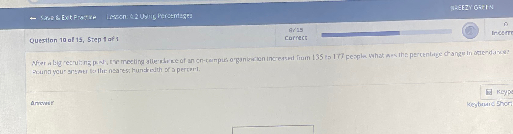 Solved BREEZY GREENSave & Exit Practice Lesson: 4.2 ﻿Using | Chegg.com