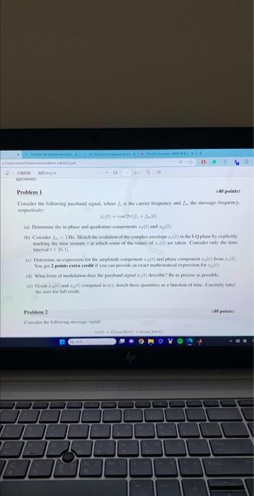 Solved (c) I don't know how to get this condition 2pi*fm*t | Chegg.com