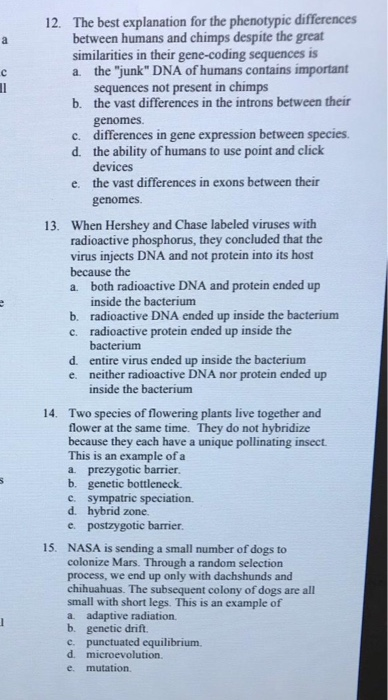 Solved The best explanation for the phenotypic differences | Chegg.com
