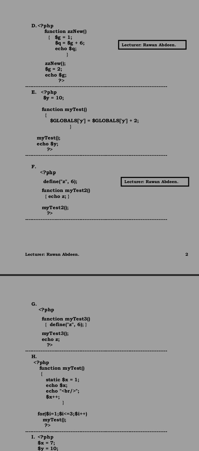 Question: Check the following pieces of code and then | Chegg.com