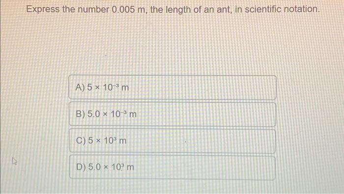 Solved Express the number ( 0.005 mathrm{~m} ), the length | Chegg.com