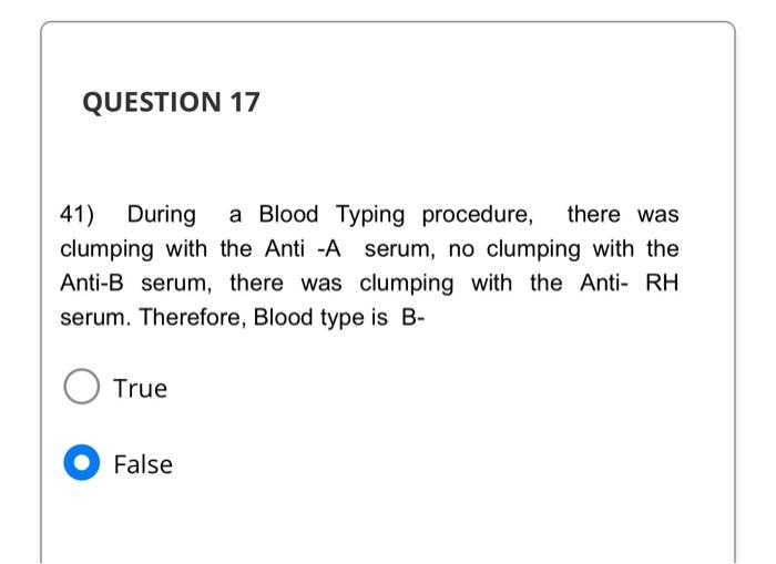 Solved 41) During a Blood Typing procedure, there was | Chegg.com