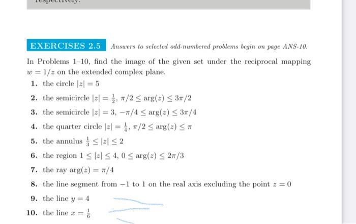 Solved Example Find the image of the vertical line x=1 under | Chegg.com