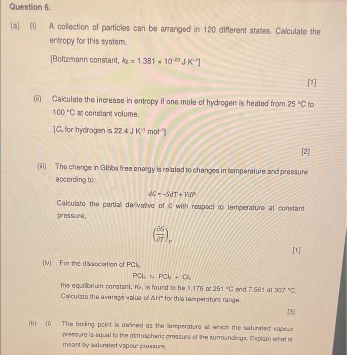 Solved a) (i) A collection of particles can be arranged in | Chegg.com